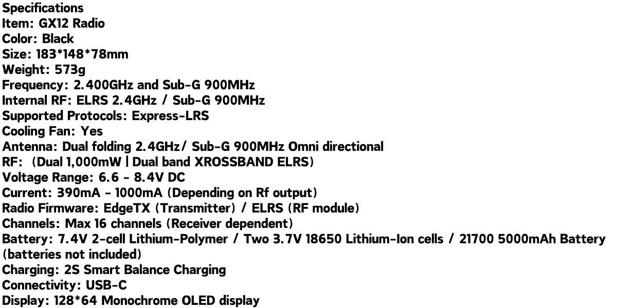 RadioMaster GX12 Dual-Band Gemini-X CNC Hall Gimbals ELRS 2.4GHz 915Mhz ...