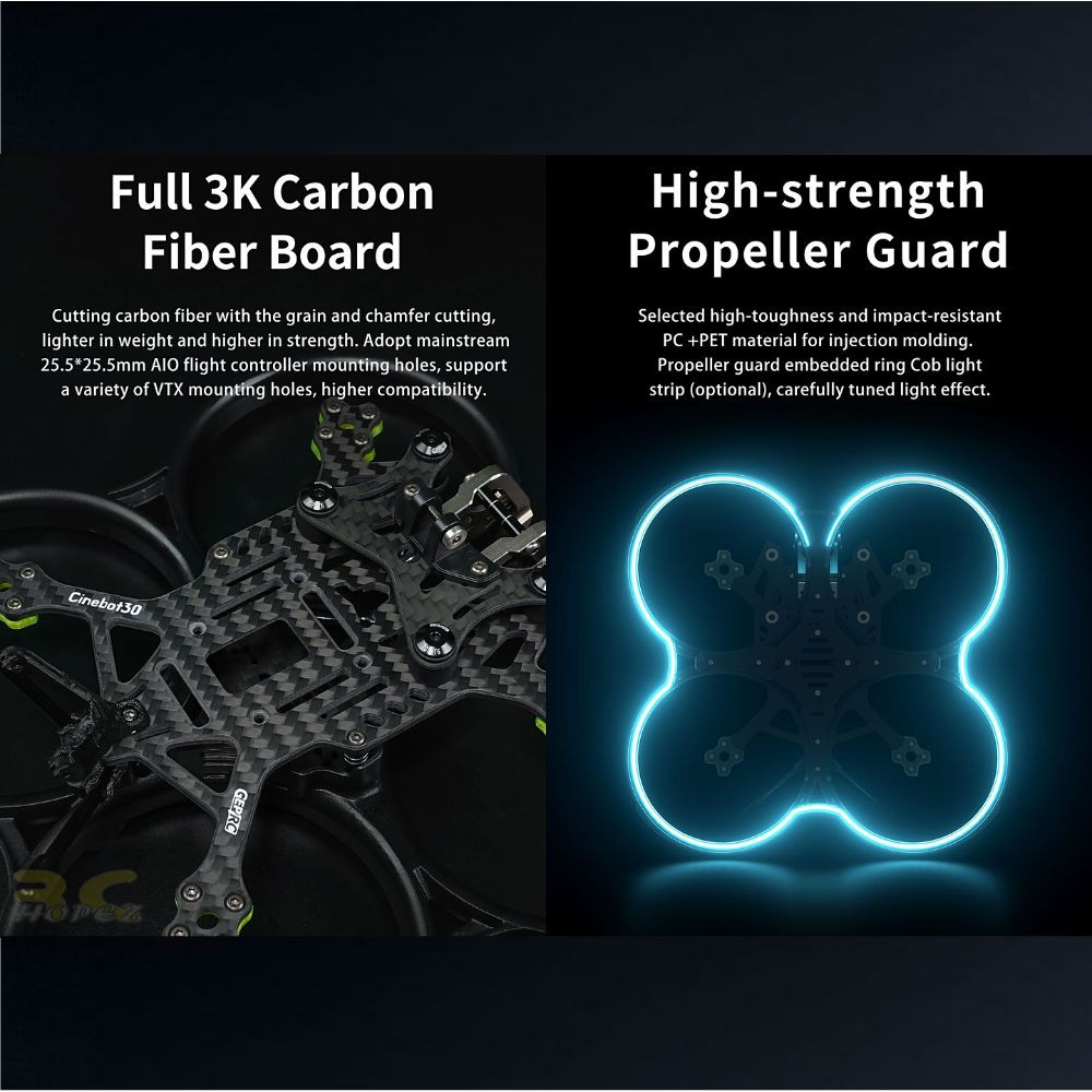 GEPRC GEP-CT30 Cinebot30 127mm 3Inch Frame Only/COB Light Strip+BEC ...