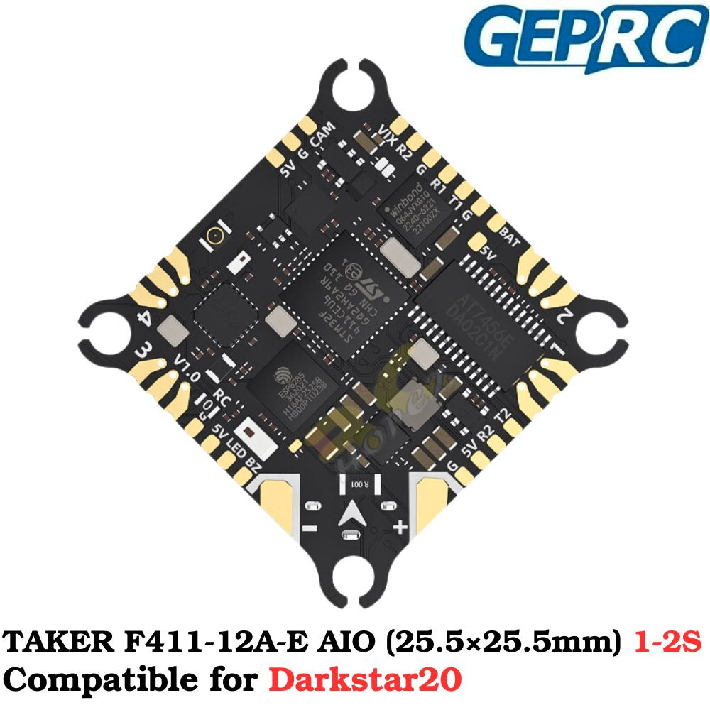 GEPRC TAKER F411-12A-E AIO 1-2S F411 FC 12A 4in1 ESC (25.5×25.5mm) for ...