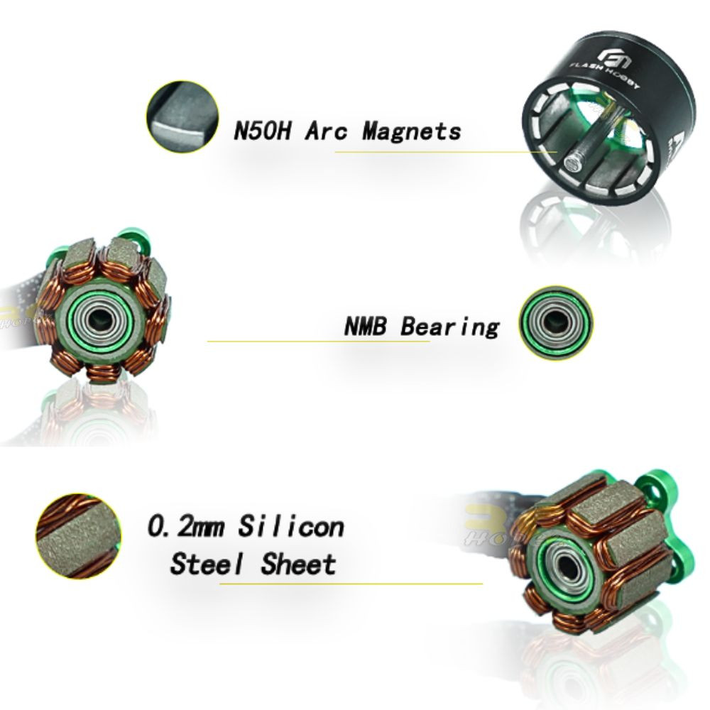 Flash Hobby A1204 2500/3100/5200KV 2-4S 2.0mm Shaft Brushless Motor For ...