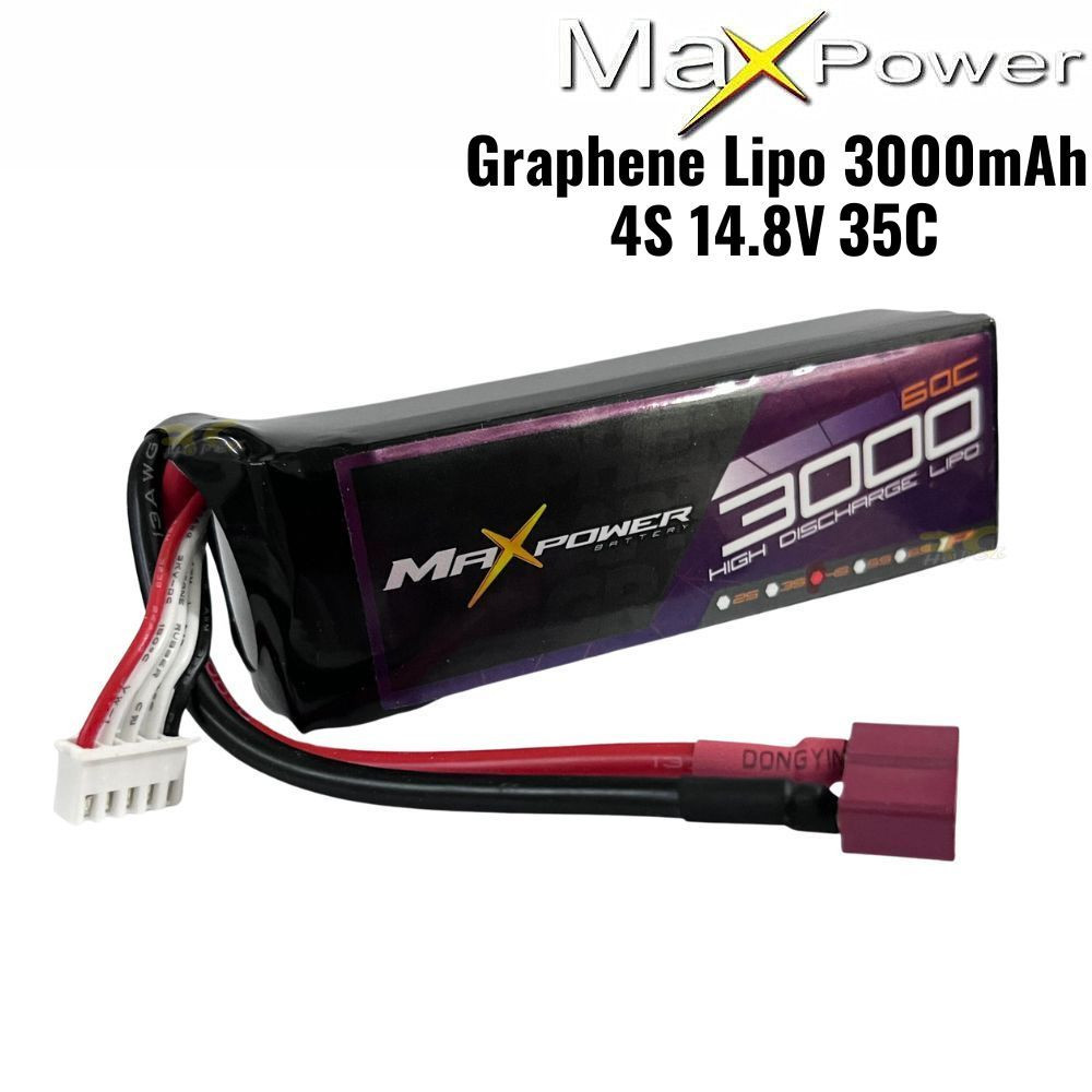 Maxpower Graphene Lipo 14.8V 3000mAh 35C 4S Lipo Battery with Dean Plug MP3035-4G – RC HOPEZ