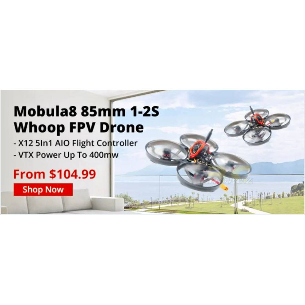 Happymodel Mobula8 85mm 1-2S X12 V3.0 5-IN-1 AIO Whoop +RadioMaster ...
