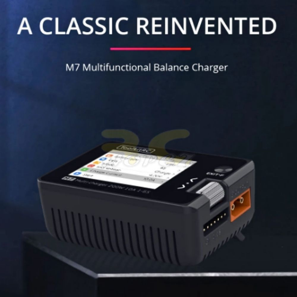 ToolkitRC M7 200W 10A 2” IPS LCD 2-6S DC Smart Balance Charger Discharger + ADP100 for Lipo LiHV ...