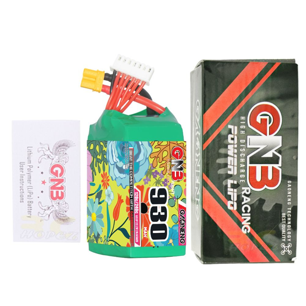Gaoneng GNB 22.2V 930mAh 120C 6S Lipo Battery with XT30 Plug GNB930/120-6S – RC HOPEZ