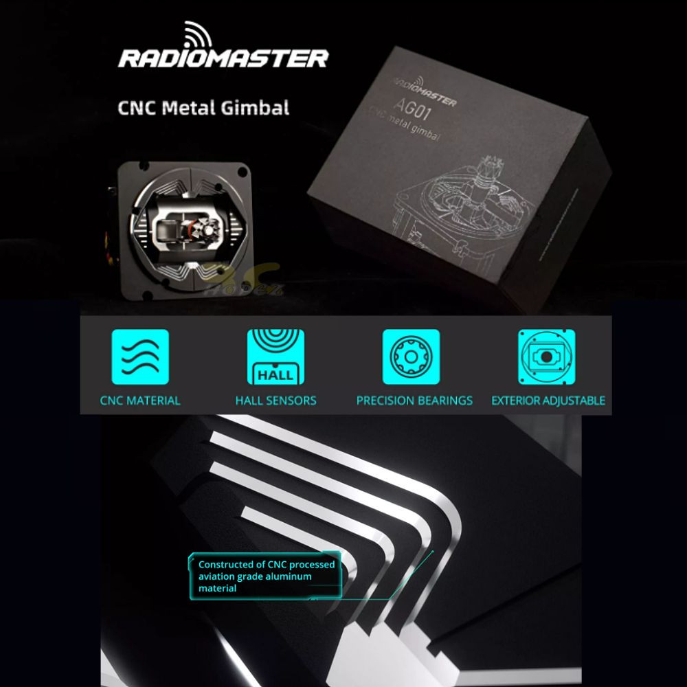 RadioMaster AG01 CNC Hall Gimbals for TX16S – Throttle & Centering (Set) TX-AG01 – RC HOPEZ
