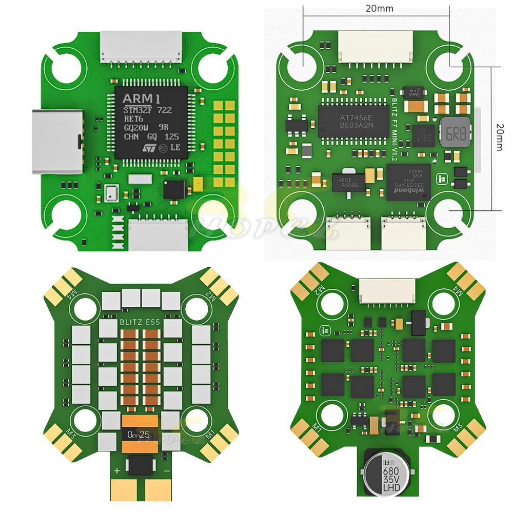iFlight 20x20mm BLITZ Mini F7 V1.2 Flight Controller & E55 55A 2-6S ...