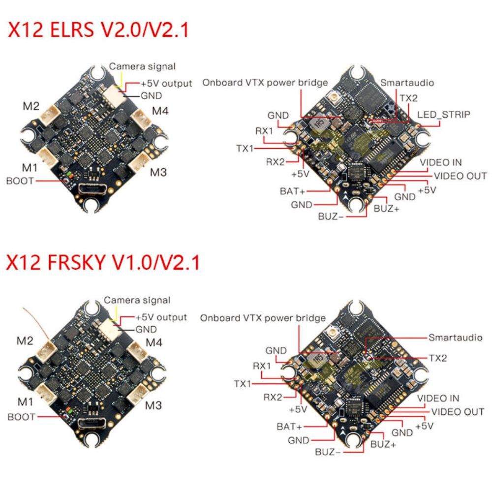 Happymodel X12 AIO 5in1 1-2S FC (25.5×25.5mm) BLHELIS 12A ESC OPENVTX 400mW for Mobula7 1S ...