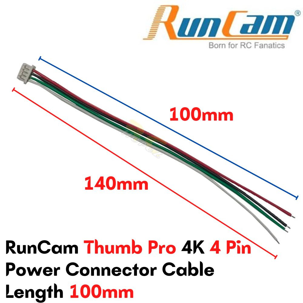 RunCam Thumb Pro 4K 4 Pin Power Connector Cable Length 100mm XJ529 – RC ...