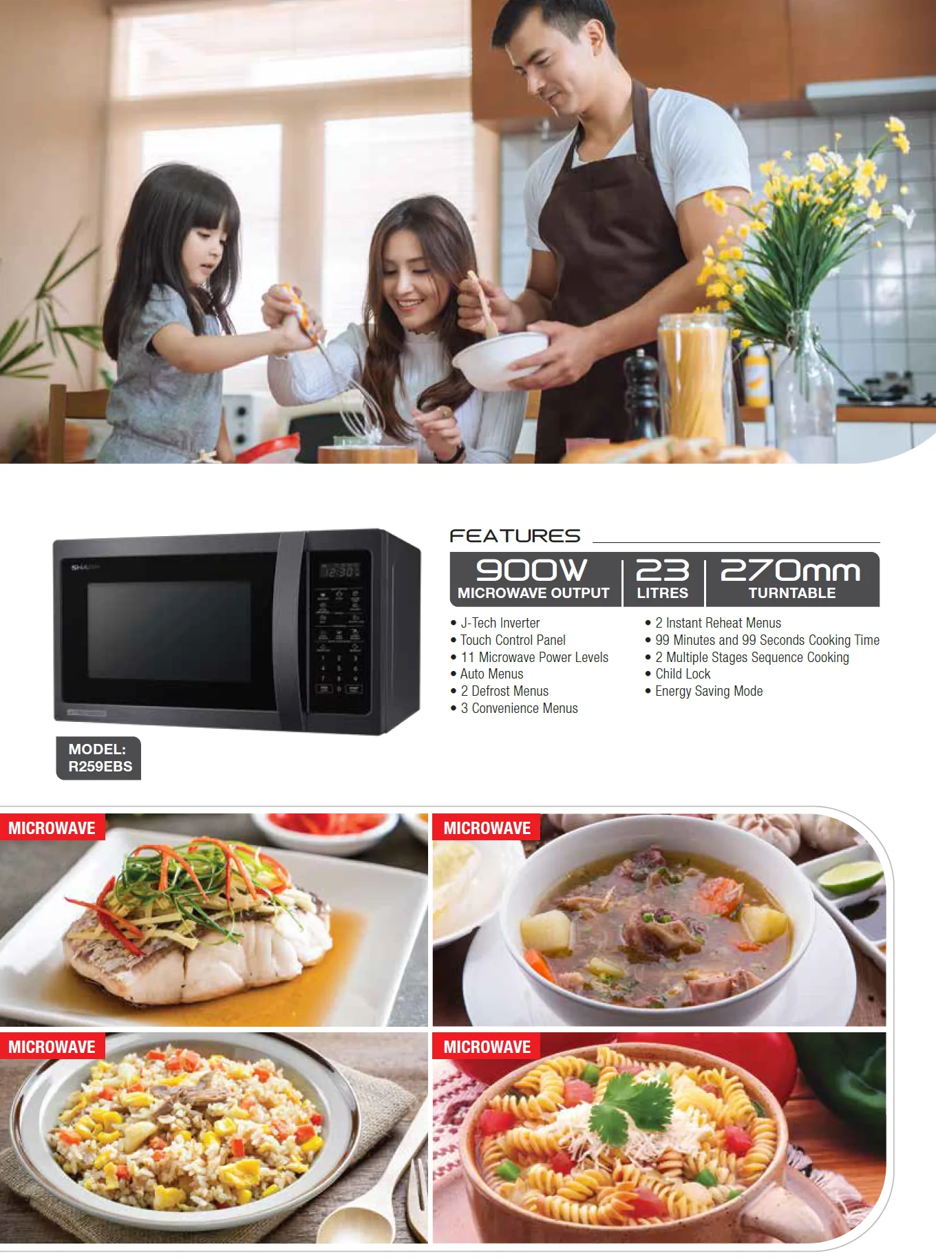 SHARP 23L Inverter Microwave Oven R259EBS | Touch Control - 1NOWmy ...