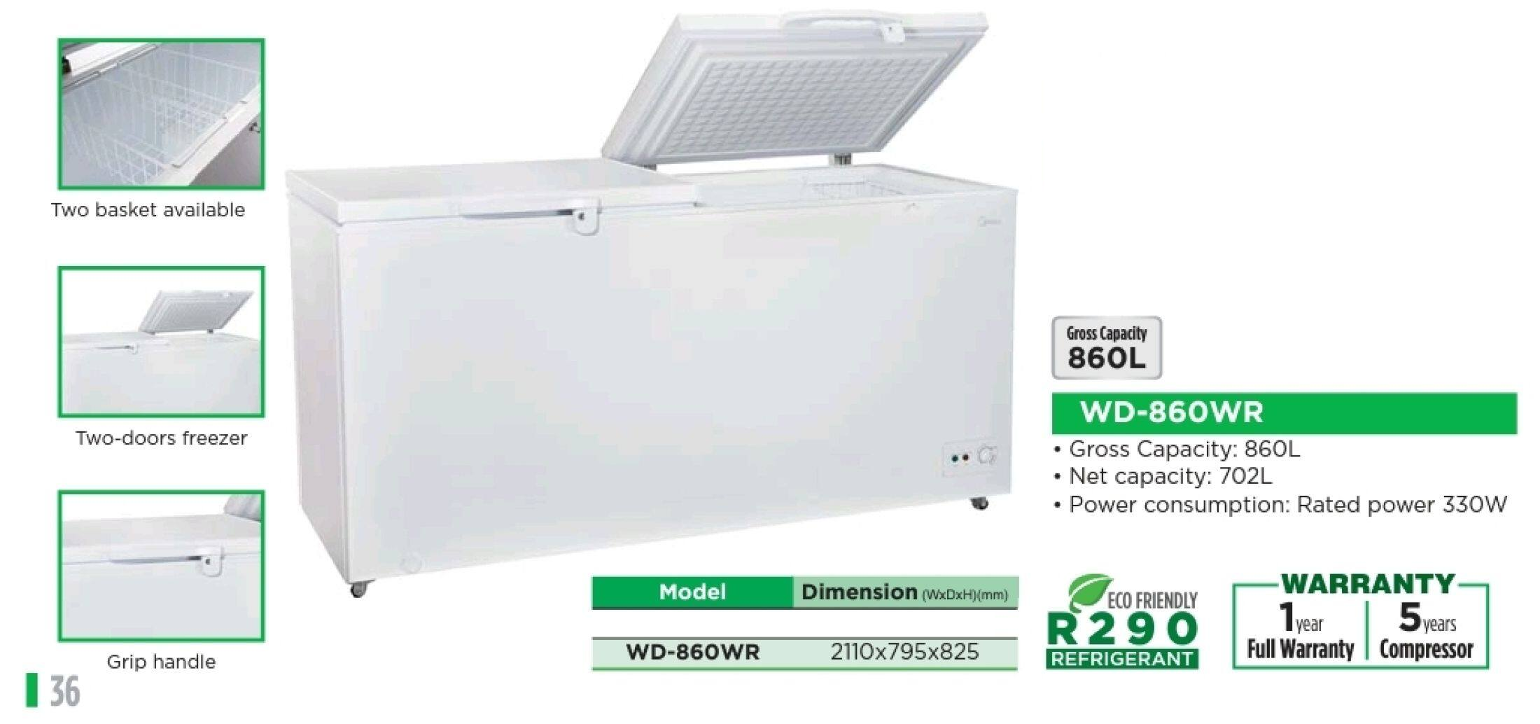 MIDEA 860L Chest Freezer WD-870WR | 2 Door Food Storage Big Capacity ...