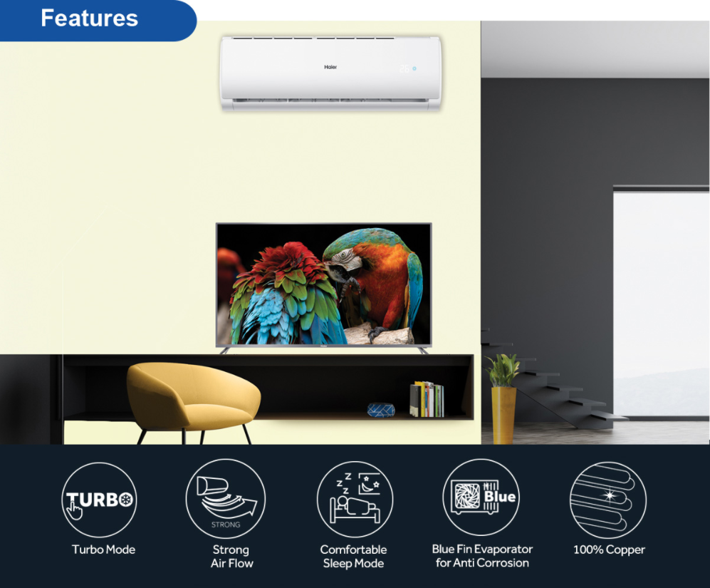HAIER Turbo Cool Air-Conditioner HSU-12LTF18 (1.5HP, R32 Non-Inverter ...