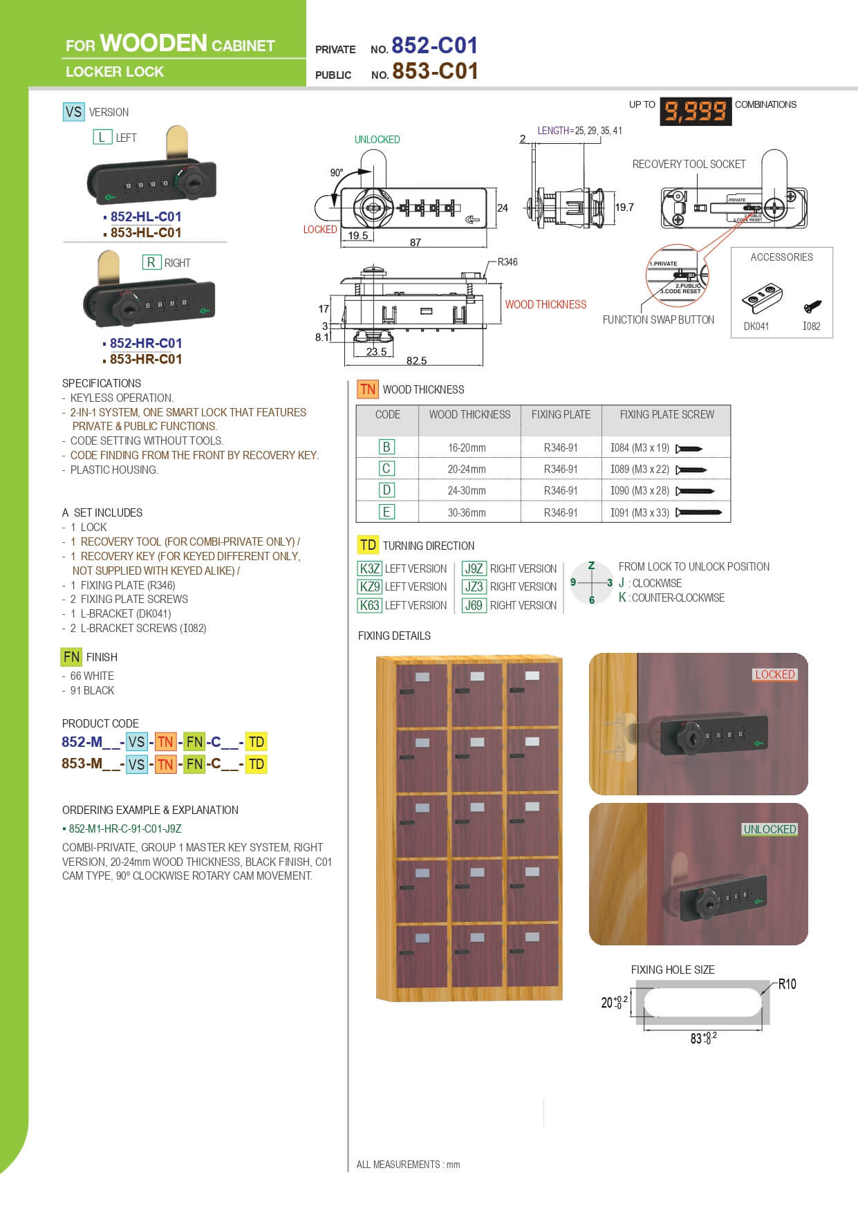 CL Cyber Lock 853-M5-VR-B-94D-CT36-J9Z-CL(003), Graphite, L Bracket ...