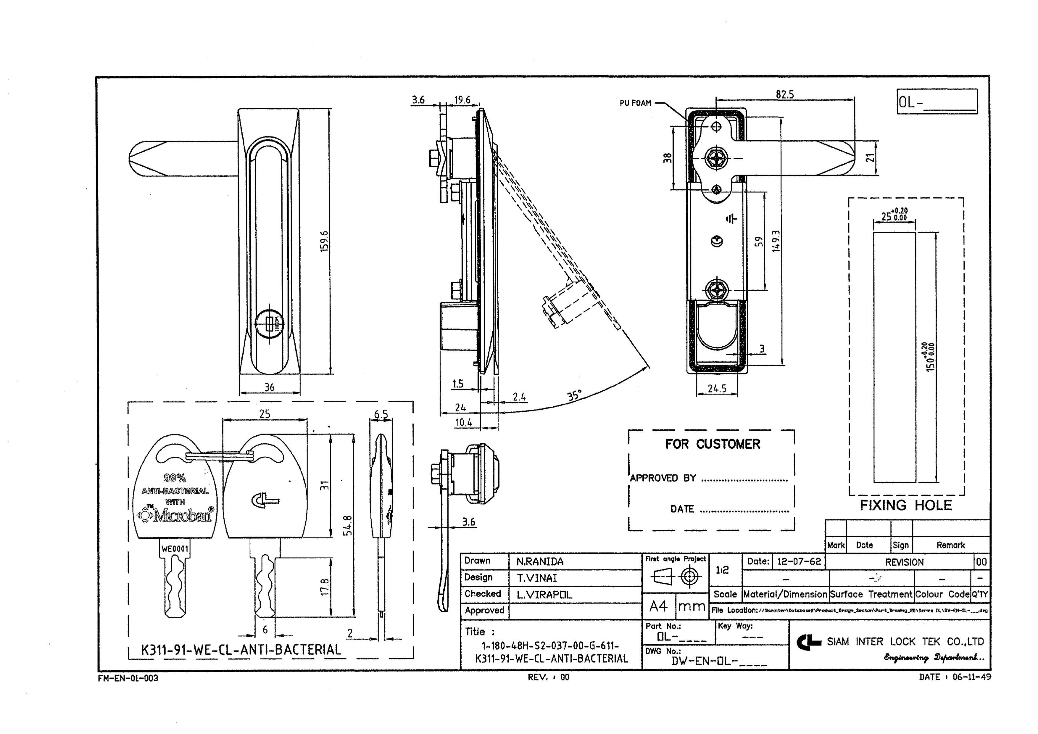 CL Cyber Lock 1-180-48H-S2-037-00-G-611-K311-91-WE/CL FURNITURE LOCK ...