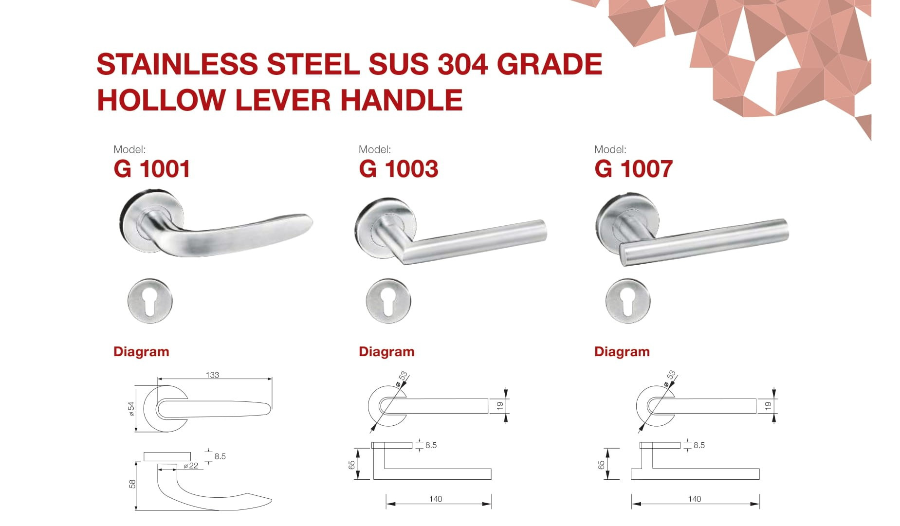 GERE G1007, GML-8561, GC601S HOLLOW LIVER HANDLE C/W MORTISE CASE ...