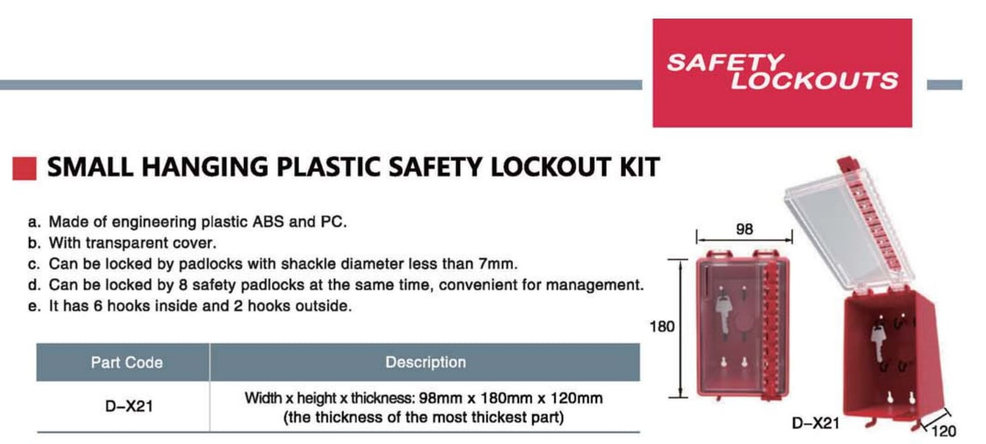 LOTO Safety Lockout D-X21 Small Hanging Plastic Safety Lockout Kit Key ...